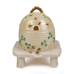 19th Century Belleek Irish Porcelain Beehive Honey Pot with Lid ...