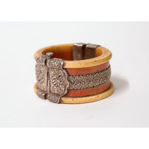 Indian Ivory and Silver Hinged Bangle with Embossed Overlay - Bracelets ...