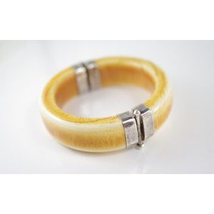 Ivory and Silver Hinged Vintage Bangle - Bracelets/Bangles - Jewellery