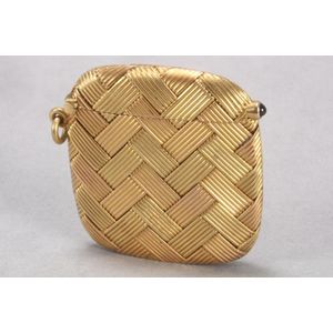18ct Gold Vesta Case with Cross Hatched Woven Design - Smoking ...