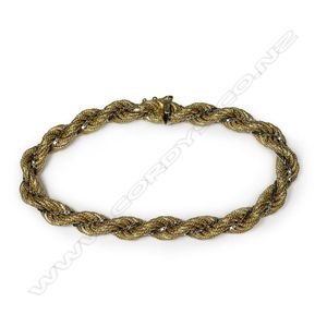 18ct Yellow and White Gold Rope Twist Bracelet, 21cm - Bracelets ...