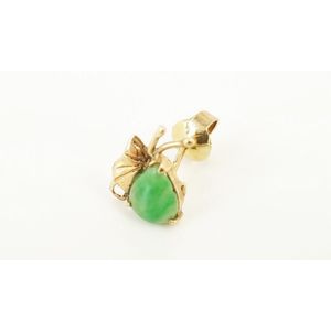 Jade and Rose Gold Stud Earring - 0.5g Weight - Jade - Oriental