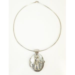 Egyptian Sterling Silver Anubis Locket Pendant on Chain, 31.7g ...