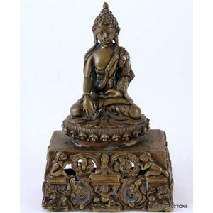 Seated Buddha on Lotus Throne, Tibetan Bronze, 17th/19th Century ...