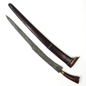 Malay Parang Knife with Damascene Blade and Horn Hilt - Edged Weapons ...