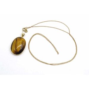Tigers Eye Pendant & Chain Set in 9ct Yellow Gold - Pendants/Lockets ...