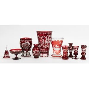 Mid 20th Century Bohemian Ruby Flash Glass Collection - European - Glass