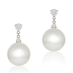 Paspaley Platinum South Sea Pearl Diamond Earrings with Box - Earrings ...