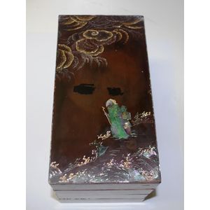 Chinese Lacquer Four Tier Storage Box with Shell Inlay Design - Zother ...