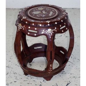 Chinese Mother of Pearl Inlaid Drum Stool - 42cm Diameter - Furniture ...