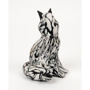 Murano Glass Fox Statue, 16cm - Bianco Nero Collection - Venetian ...