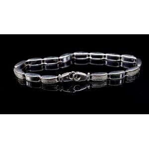 375 Italy White Gold Rectangular Link Bracelet - 8.7g - Bracelets ...