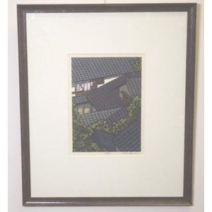 Japanese House Roofs Woodblock Print - Art - Oriental