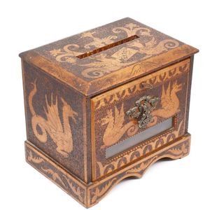 Australian kauri pine letter box with unique pokerwork decoration ...