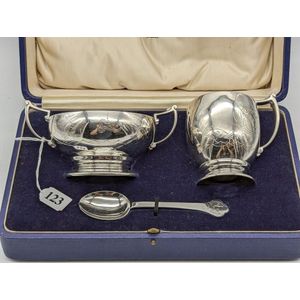 Mappin & Webb Sterling Silver Fishing Scene Loving Cup Set - Mugs, Cups ...