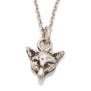 Silver Pyrrha Fox Pendant Necklace with Cable Link Chain, 46cm ...