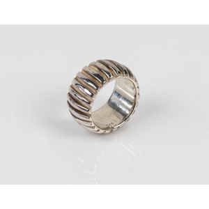 Handcrafted Sterling Silver Fluted Dress Ring, 19.4gms - Rings - Jewellery