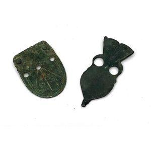 Roman bronze military strap ends with leaf shape, 2nd century - Roman ...