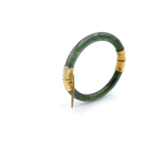 Serpentine & Rose Gold Bangle, Oriental Style, 9ct, Hinged - Bracelets ...