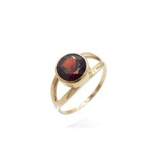 1980s Birmingham Split Ring with Garnet and Yellow Gold - Rings - Jewellery