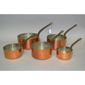 French Copper Saucepan Set (5) - Copper - Metalware