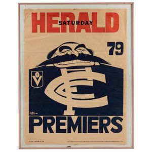 1979 Weg Premiership Poster with Frame - Sporting - AFL/VFL - Memorabilia