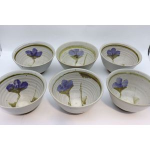 Blue Flower Decorated Small Bowl Set by Milton Moon Pottery - Moon ...
