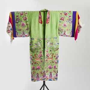 Lime Green Hwalot Robe with Bird and Flower Embroidery - Textiles ...