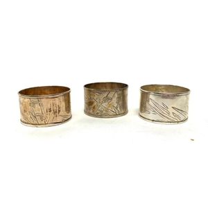 Set of Three Silver Chinese Bamboo Engraved Napkin Rings - Zother ...