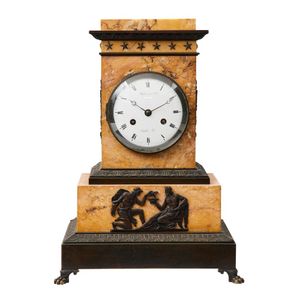 French Empire Sienna Marble and Bronze Mantel Clock - Clocks - Marble ...