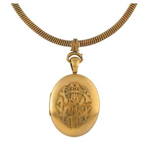 18ct Gold Collar and Monogrammed Locket Necklace - Necklace/Chain ...