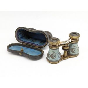 French Jumelle Chevalier Opera Glasses with Silvered Flower Decoration ...