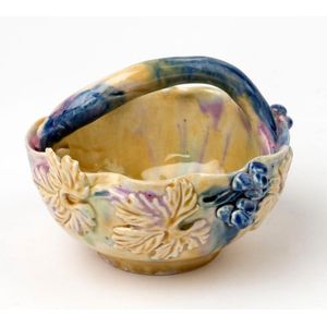 Castle Harris Pottery Basket Vase with Grapes and Leaves - Castle ...