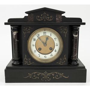 19th Century French Mantle Clock with Slate and Marble Case - Clocks ...
