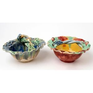 Castle Harris Pottery Basket Vases with Fruit Decoration - Castle ...