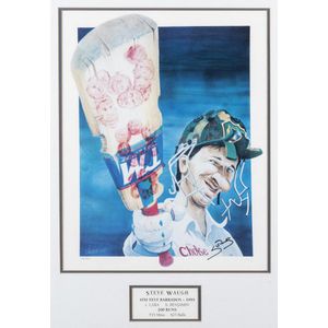Steve Waugh's Signature on Caricature of Iconic Cricket Moment ...