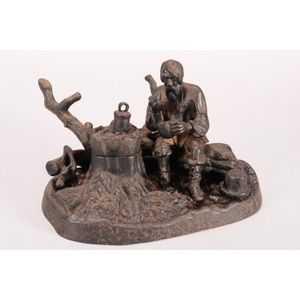 Russian Peasant Figural Inkwell with Double Headed Eagle Mark - Writing ...