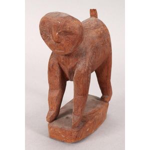 Carved Pacific Islands Monkey Figure with Detailed Carvings, 15cm - S/E ...