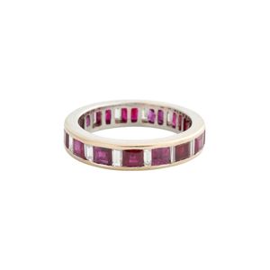18ct White Gold Ruby Diamond Full Circle Ring Size O - Rings - Jewellery