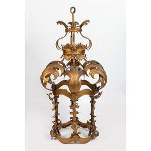19th Century Gold Painted Metal Hall Lantern Frame, Ornate Design ...