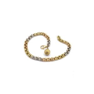 Tri Colour 18ct Gold Double Belcher Chain Bracelet, 20cm - Bracelets ...