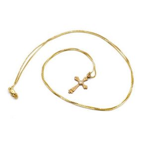 14ct Gold Cross Necklace with Box Chain, 6.2g, 64cm - Necklace/Chain ...