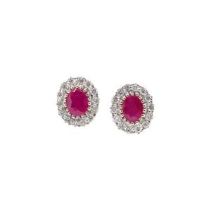 9ct Yellow Gold Ruby & Diamond Stud Earrings, 1.8g - Earrings - Jewellery