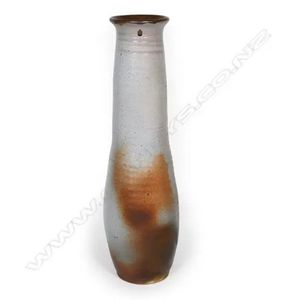 Shino Glazed Tall Cylinder Floor Vase by Ian Firth - New Zealand ...