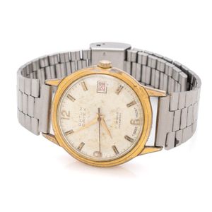 Vintage Gold Plated Manual Wristwatch with Date and Sunburst Dial ...
