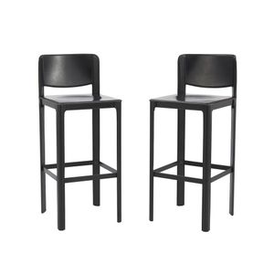 Matteo Grassi Black Leather Stools with Metal Backrests - European ...