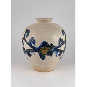 Blue Stylised Ovoid Vase - Zother - Oriental