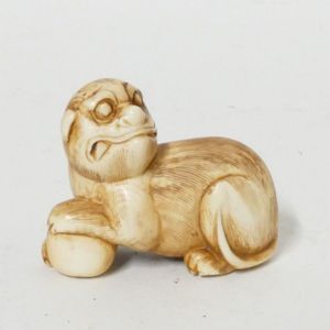 Ivory Dog Netsuke with Ball - Netsuke - Oriental