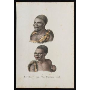 Inhabitants of Van Diemen's Land, Antique Hand-Coloured Engraving ...