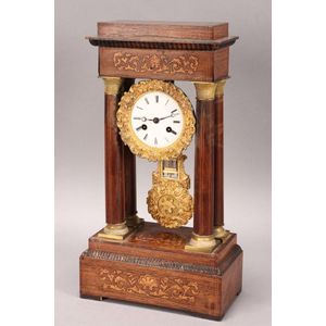 French Portico Clock with Satinwood Inlay, 19th Century France - Clocks ...